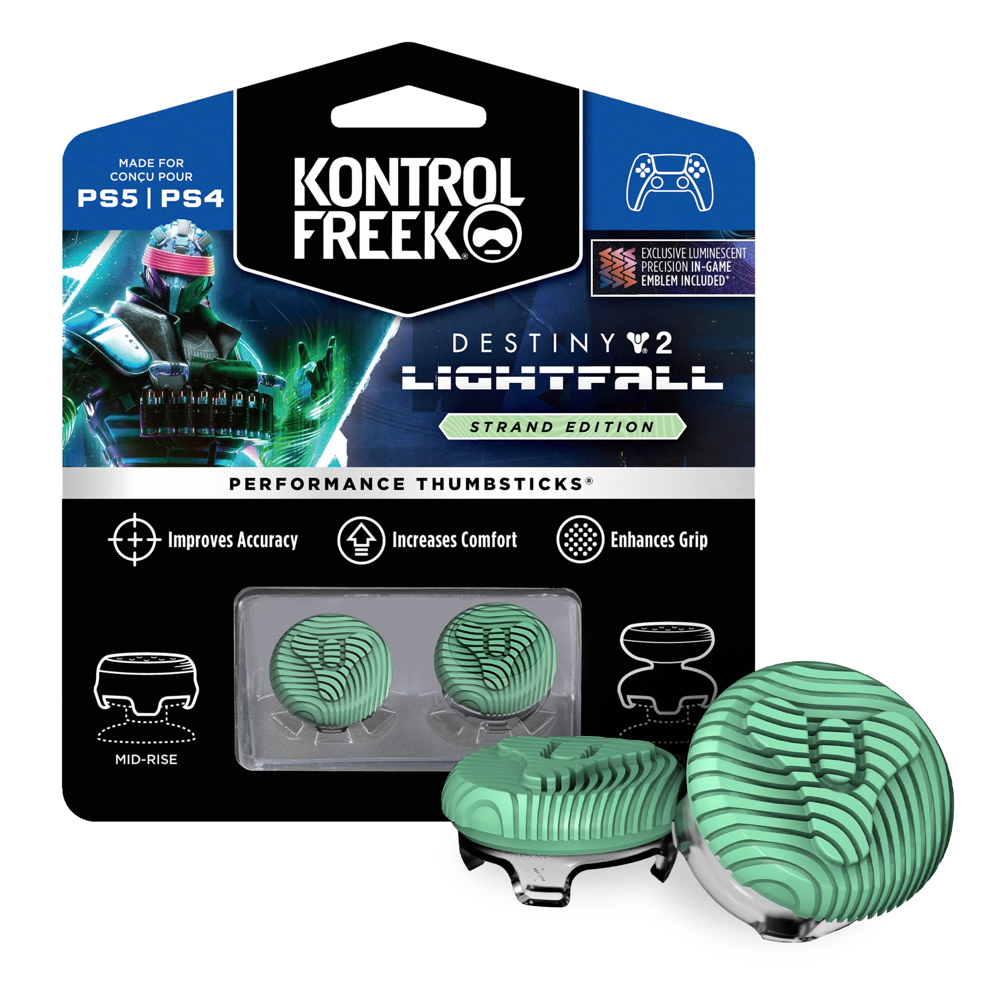 KontrolFreek Destiny 2: Lightfall Performance Thumbsticks for Playstation 4 (PS4) and Playstation 5 (PS5) | 1 High-Rise, 1 Mid-Rise