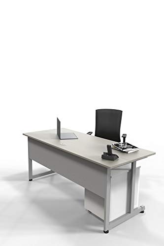 Linea Italia Executive Training Extra Large Easy to Assemble Metal Desk with Wood Top | Computer Table for Home or Office, 72" x 30", Ash