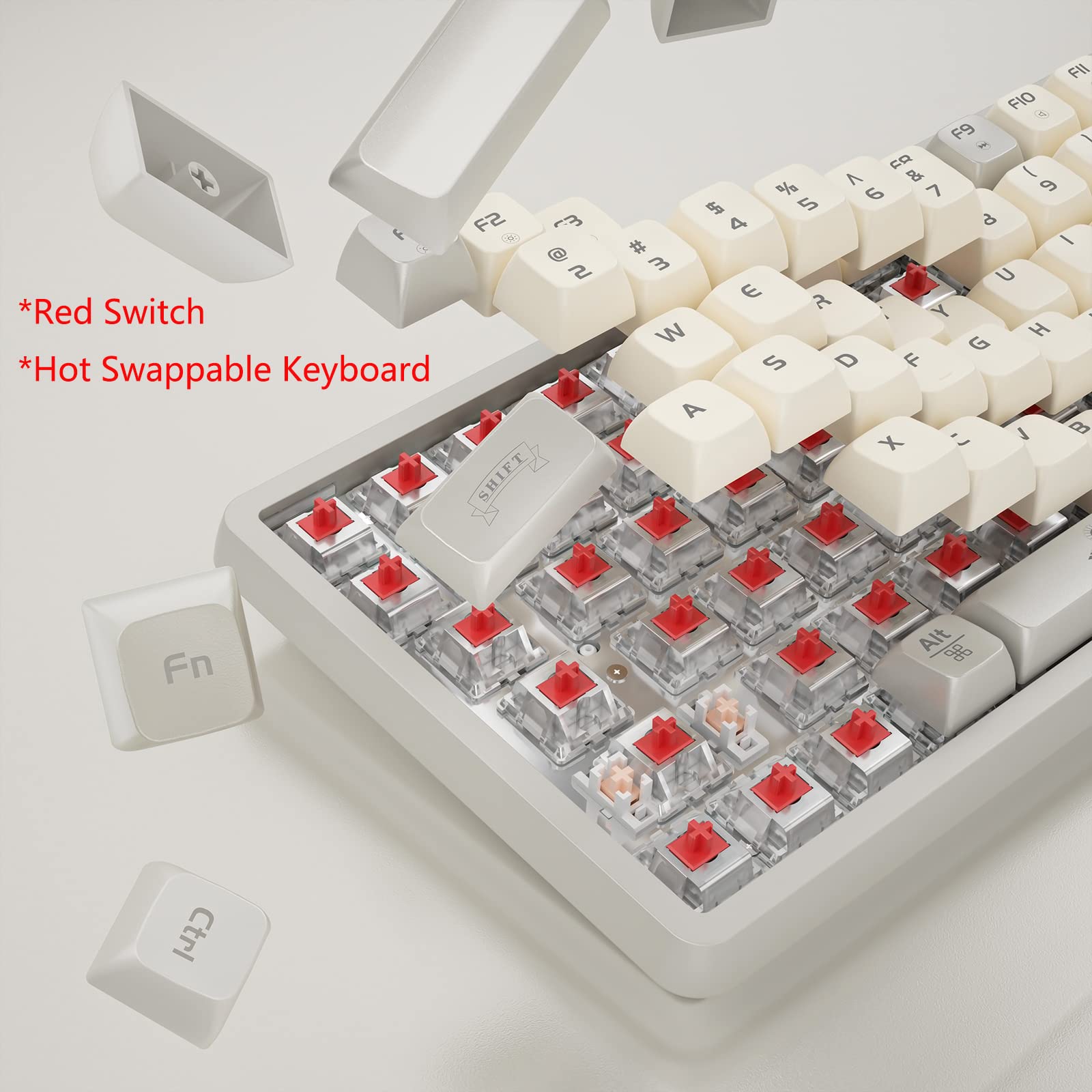 qmhaonan Wired Mechanical Gaming Keyboard, Hotswappable Mechanical Red Switches,RGB Backlit,Ergonomics Keyboard for Windows Laptop PC Mac