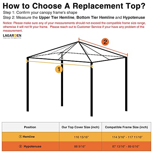 Yescom 117"x117" Canopy Top Replacement Y0049707 Red for Smaller 10'x10' Single-Tier Gazebo Cover Patio Garden Outdoor