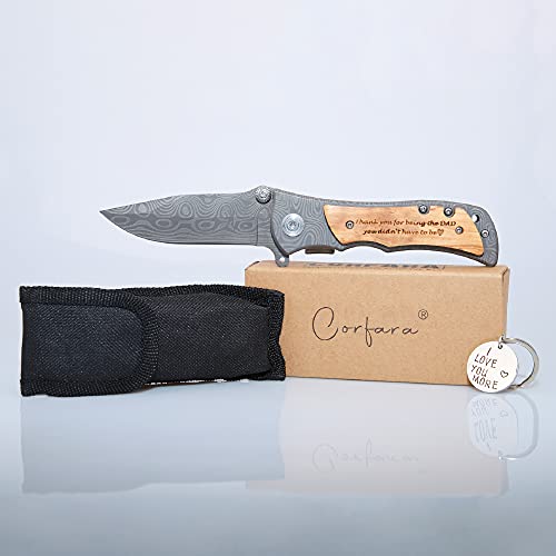 Stepdad Gift - Thank You for Being the Dad You Didn’t Have to Be, Engraved Pocket Knife for Stepdad from Stepdaugheter Stepson, Gifts for Stepdad Birthday Christmas from Daughter, Stepdad Fathers Day