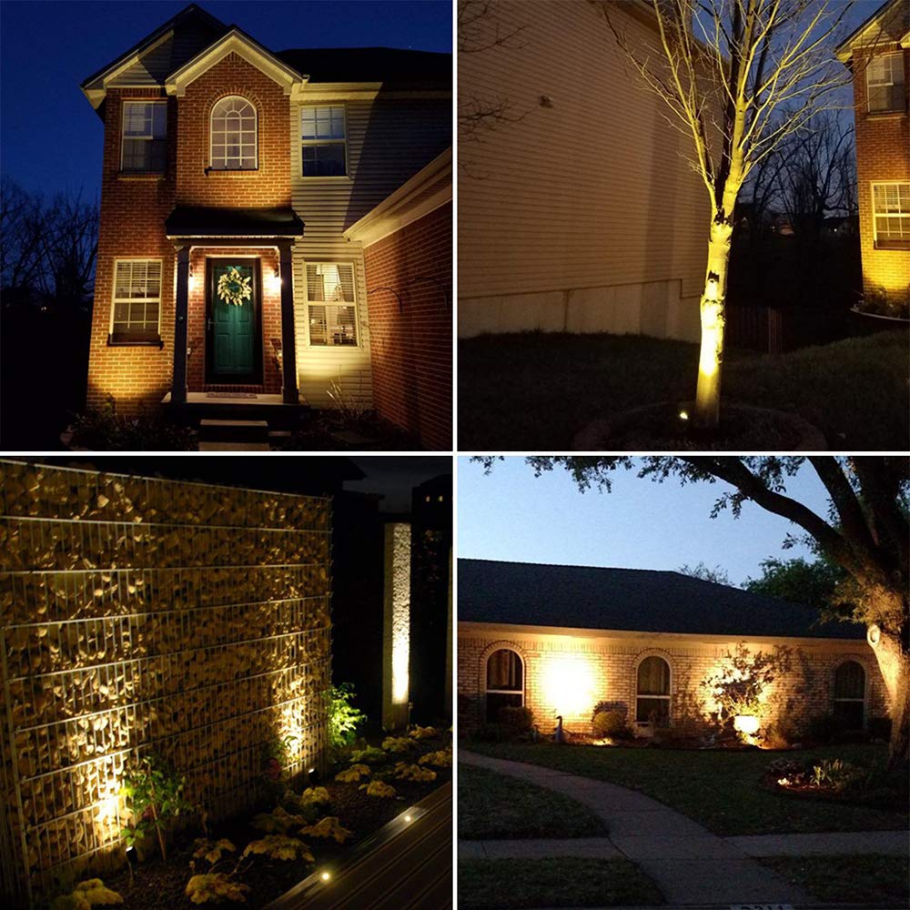 LCARED Outdoor Landscape Lighting 10W,120V AC,Warm White Waterproof LED Landscape Lights for Yard,Patio,Lawn, Wall, Flood,Driveway,Tree Lighting,Metal Ground Stake (2 Packs)