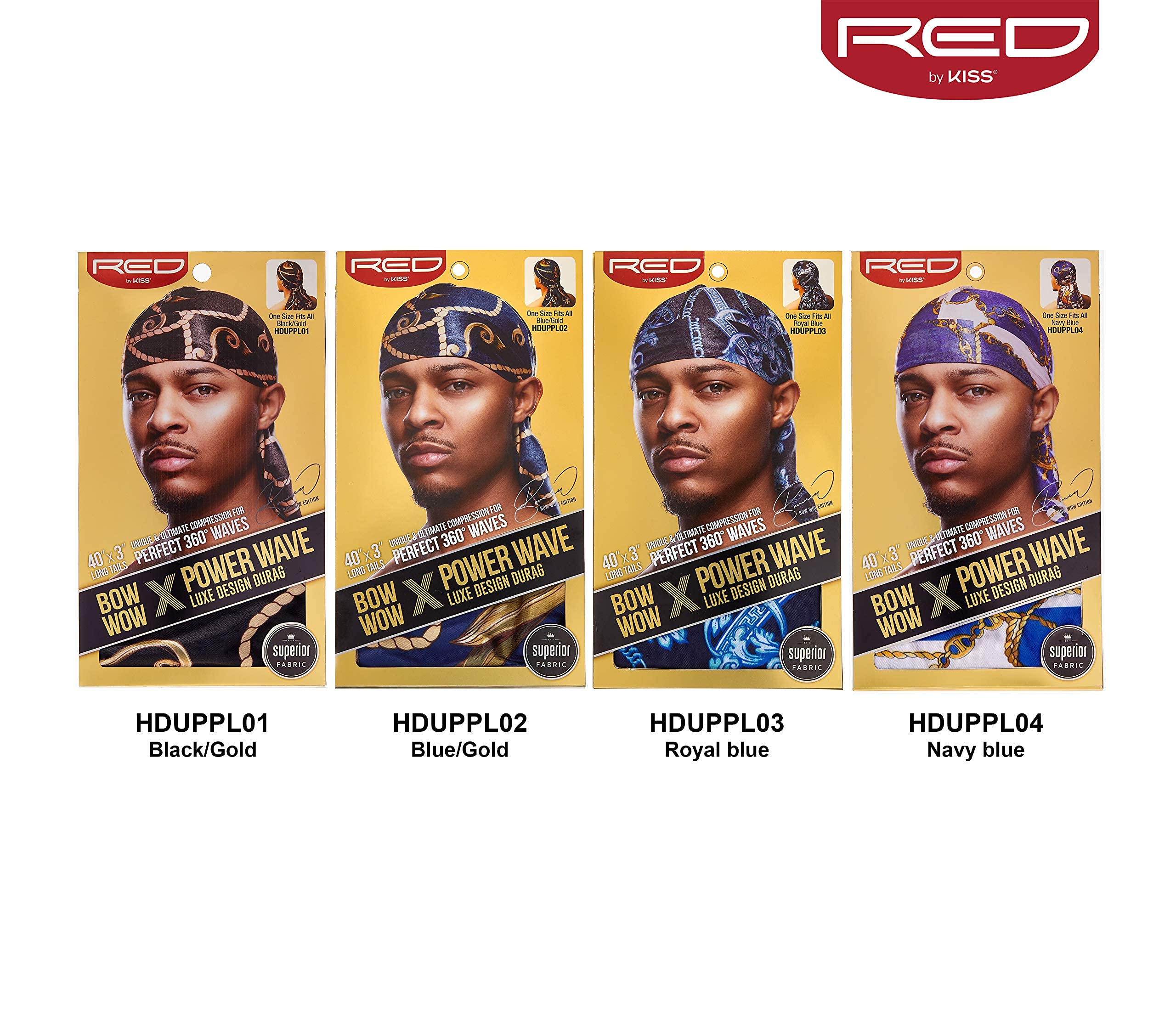 KISS RED Bow Wow Power Wave Luxe Design Durag (Black Gold)