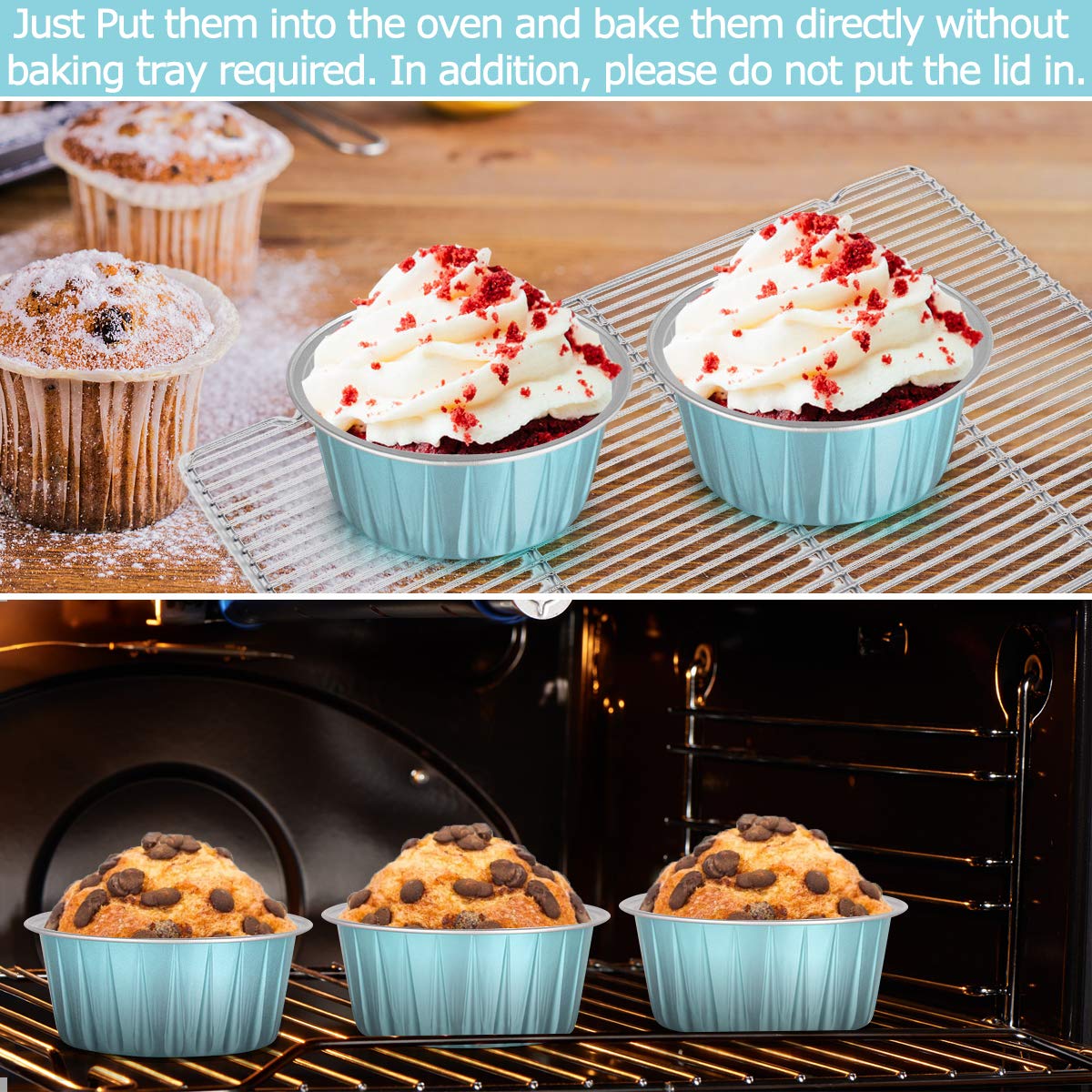Ramekins with Lids, 25 pcs 5 oz Blue Foil Dessert Baking Cups Holders, Cupcake Liners for Baking โUtility Clear Pudding Cups for Wedding,Christmas,Kitchen,Birthday Party,Various Holiday Parties