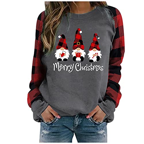 Tops For Women Casual Fall Plain Fashion Hoodies Large Size Slouchy Sweatshirt Flowy All-match Pullovers Christmas Tops Red