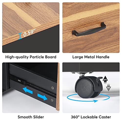 LITTLE TREE Rolling File Cabinet with Drawer and Door,Mobile Filing Cabinet with Storage Shelves and CPU Holder for Home Office,Living Room