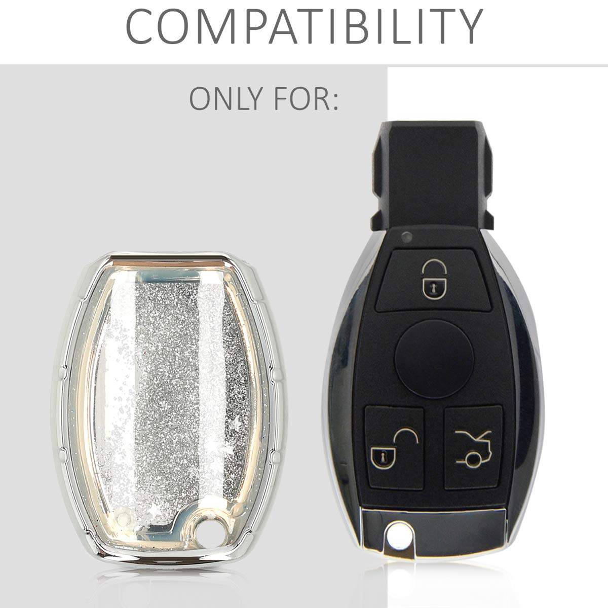 kwmobile Key Cover Compatible with Mercedes Benz - Stars Snow Globe