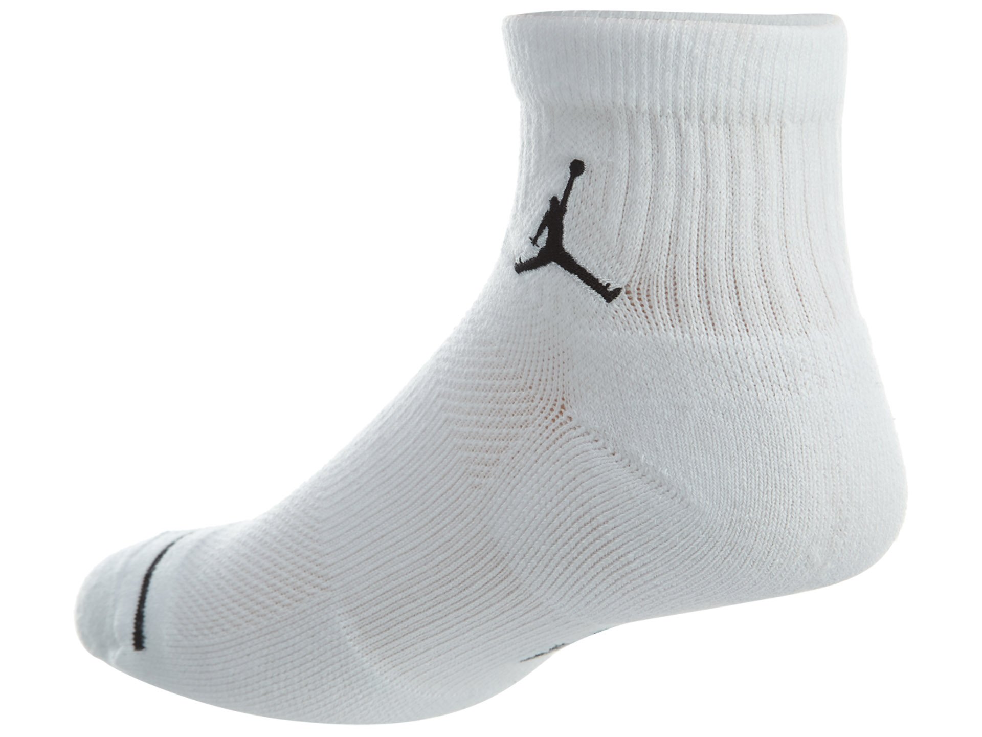 Jordan Nike Unisex Jumpman High-Intensity Quarter Sock (3 Pair) White/White/White/Black Large (Men's 8-12)
