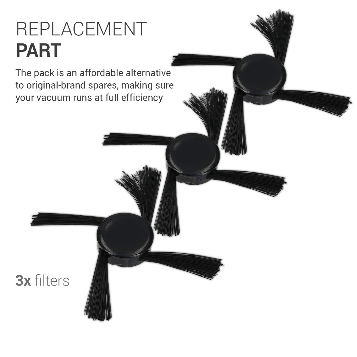 kwmobile Replacement Side Brushes Compatible with Neato Botvac - D5 / D6 / D7 Series 3-Piece Spare Part Set Brush Pack Spares for Vacuum Cleaner Robot