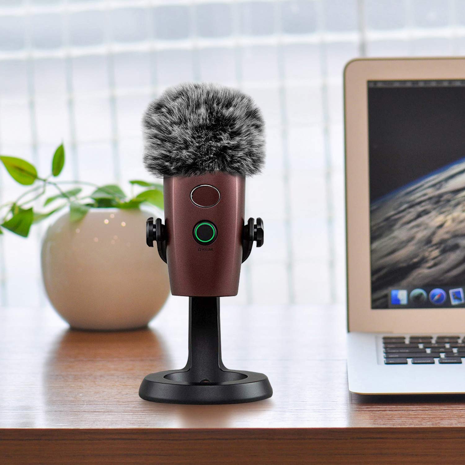 Mic Windscreen Cover Pop Filter Compatible with Blue Yeti Nano,ChromLives Furry Windscreen Cover + Mic Foam Wind Cover Compatible with Yeti Nano (Furry & Foam Combo 2Pack)