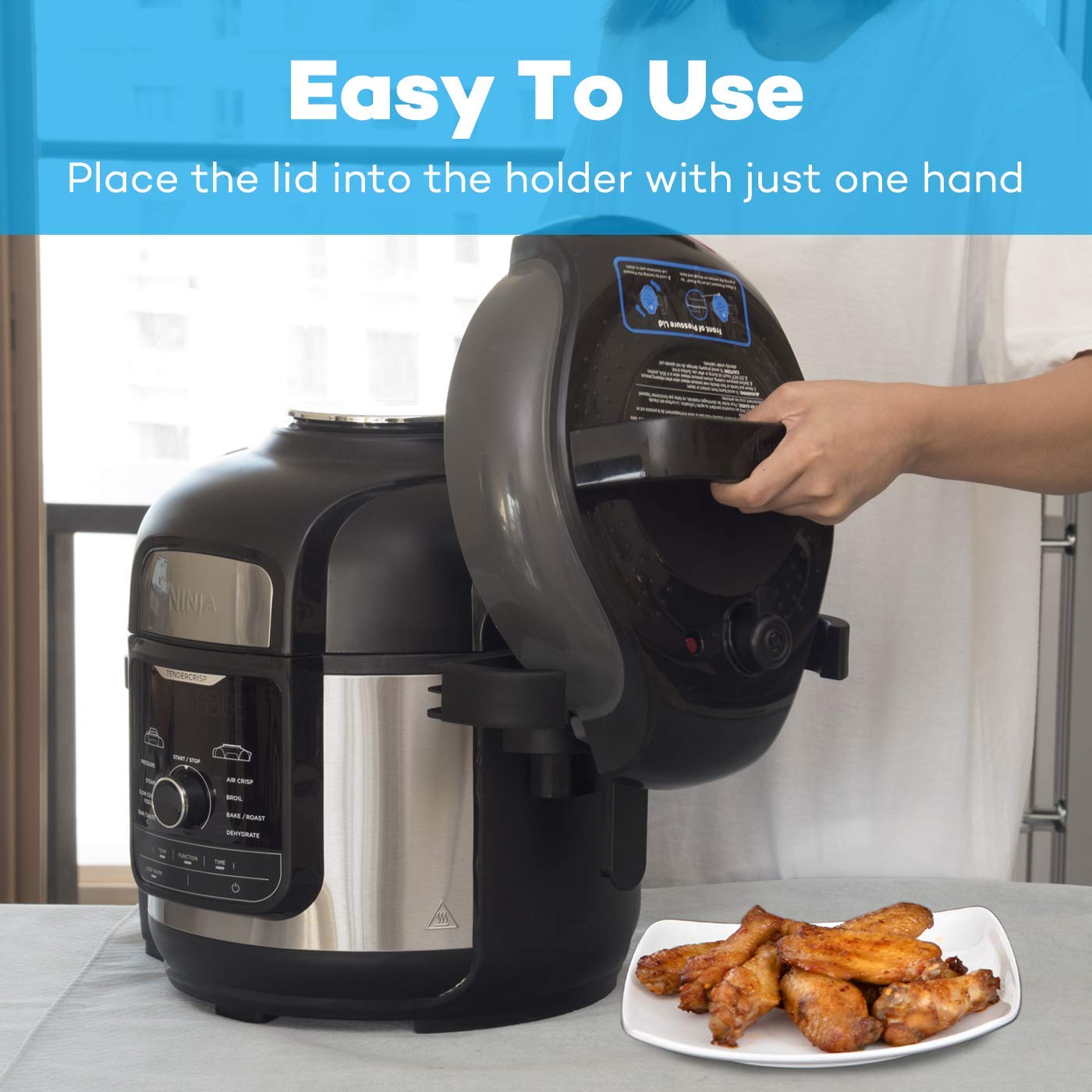 Lid Stand Lid Holder Accessories Compatible with Ninja Foodi Pressure Cooker and Air Fryer 6.5 Quart and 8 Quart, By Sicheer