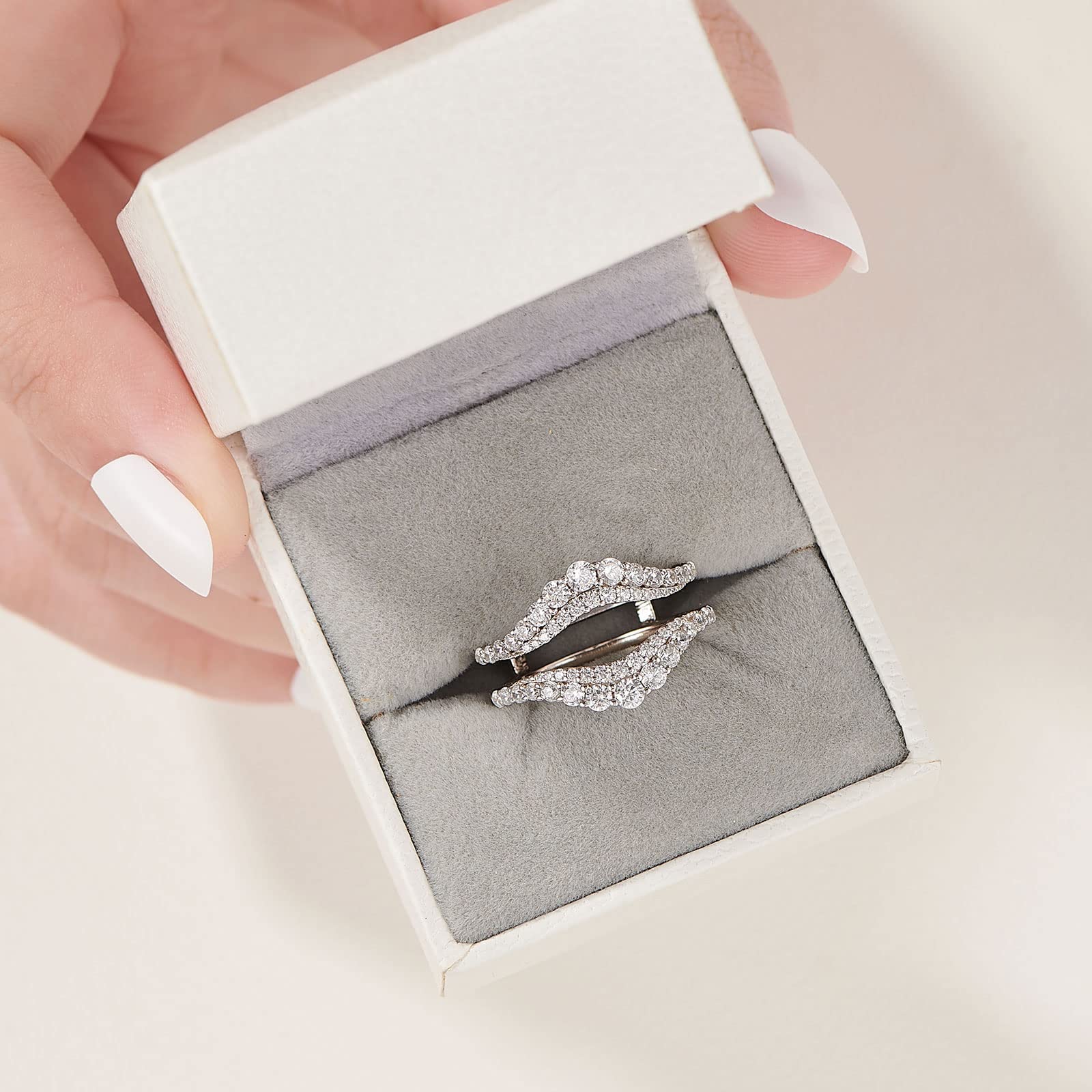 Newshe Jewellery Ring Enhancer for Engagement Rings AAAAA Cz Wedding Band for Women Eternity 925 Sterling Silver Size 7
