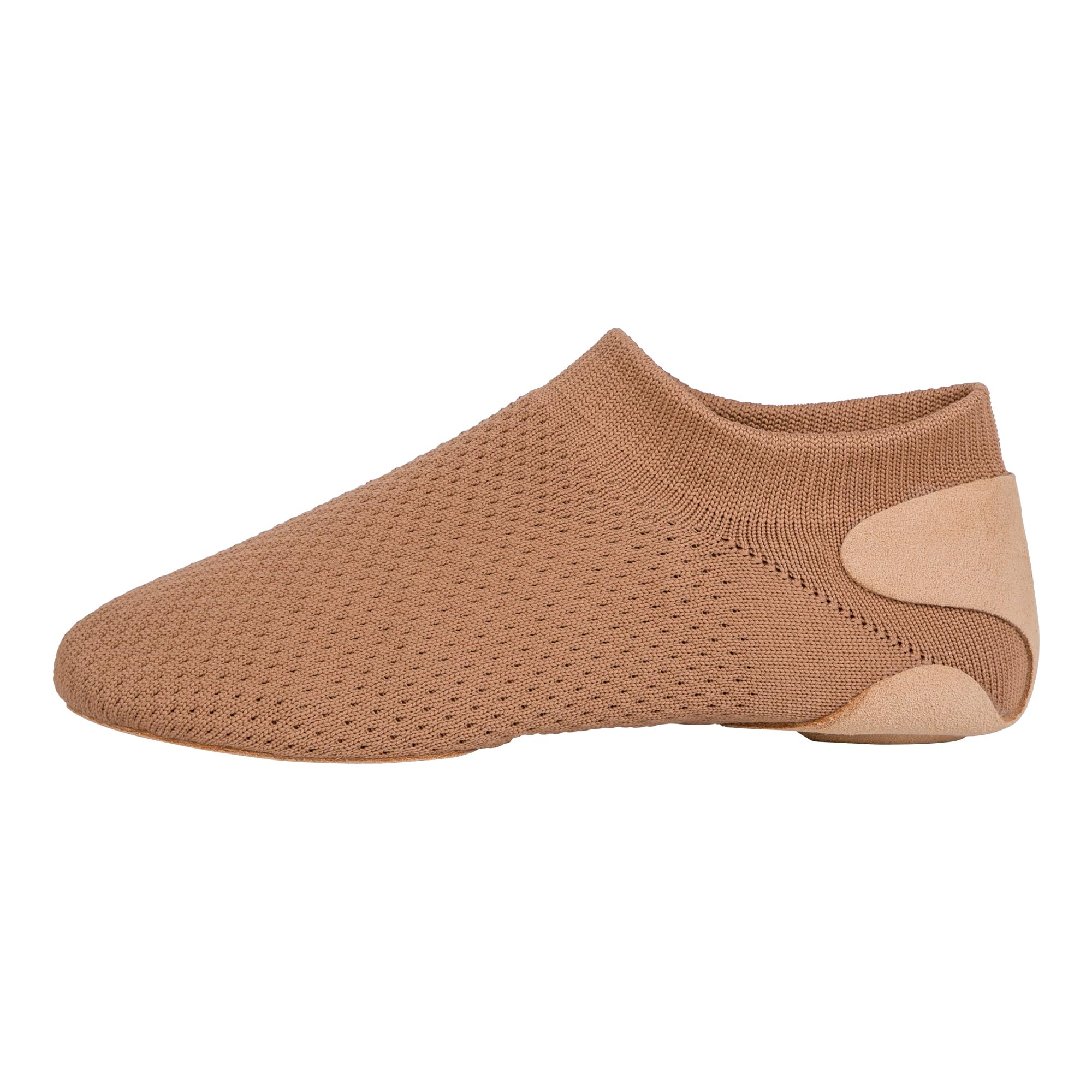 Linodes Unisex 019 Nylon Upper Leather Sole Slip-on Jazz Shoe for Women and Men's Dance Shoes-Brown 8M