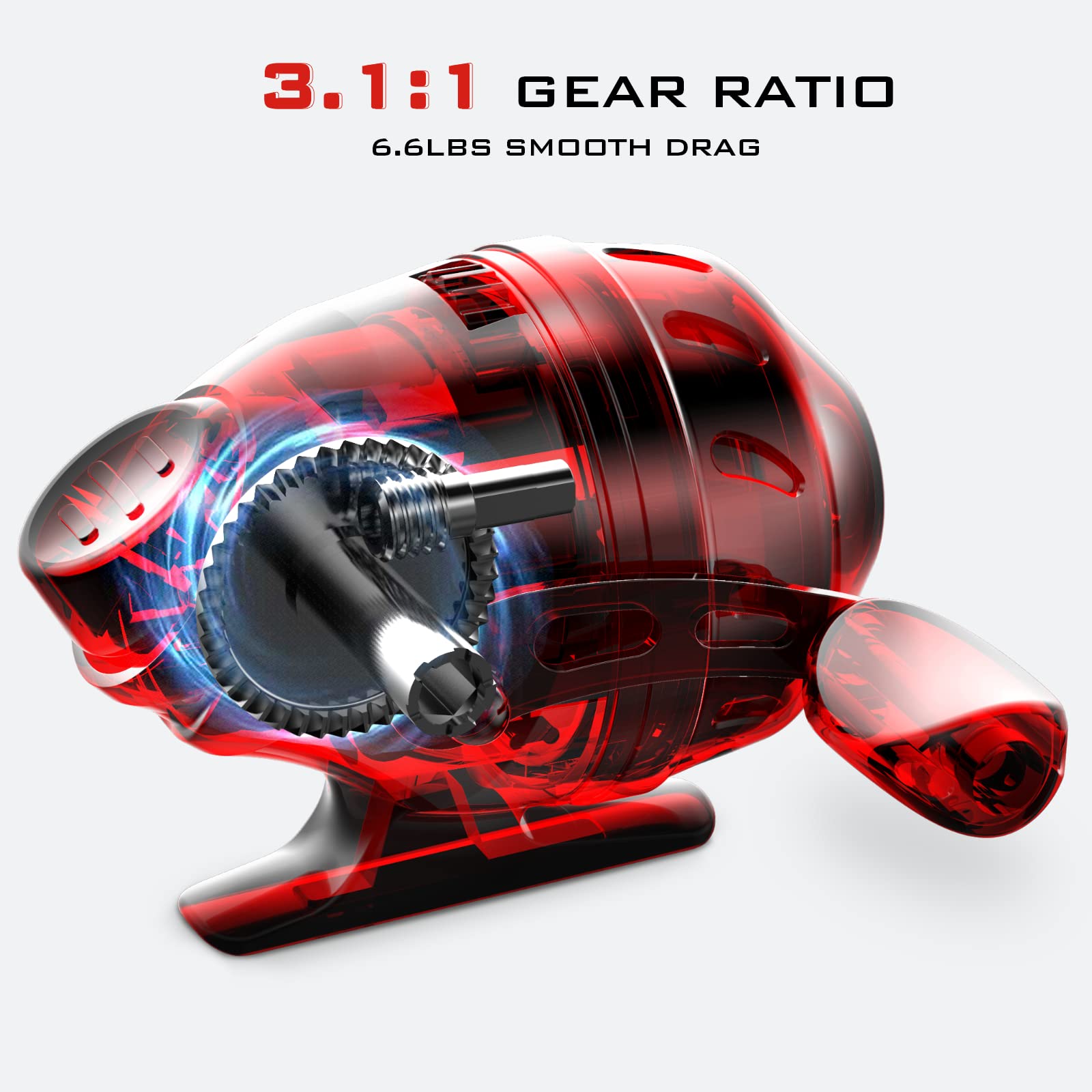KastKing Cadet Spincast Fishing Reel, 3.1:1 Gear Ratio, Blazer Red