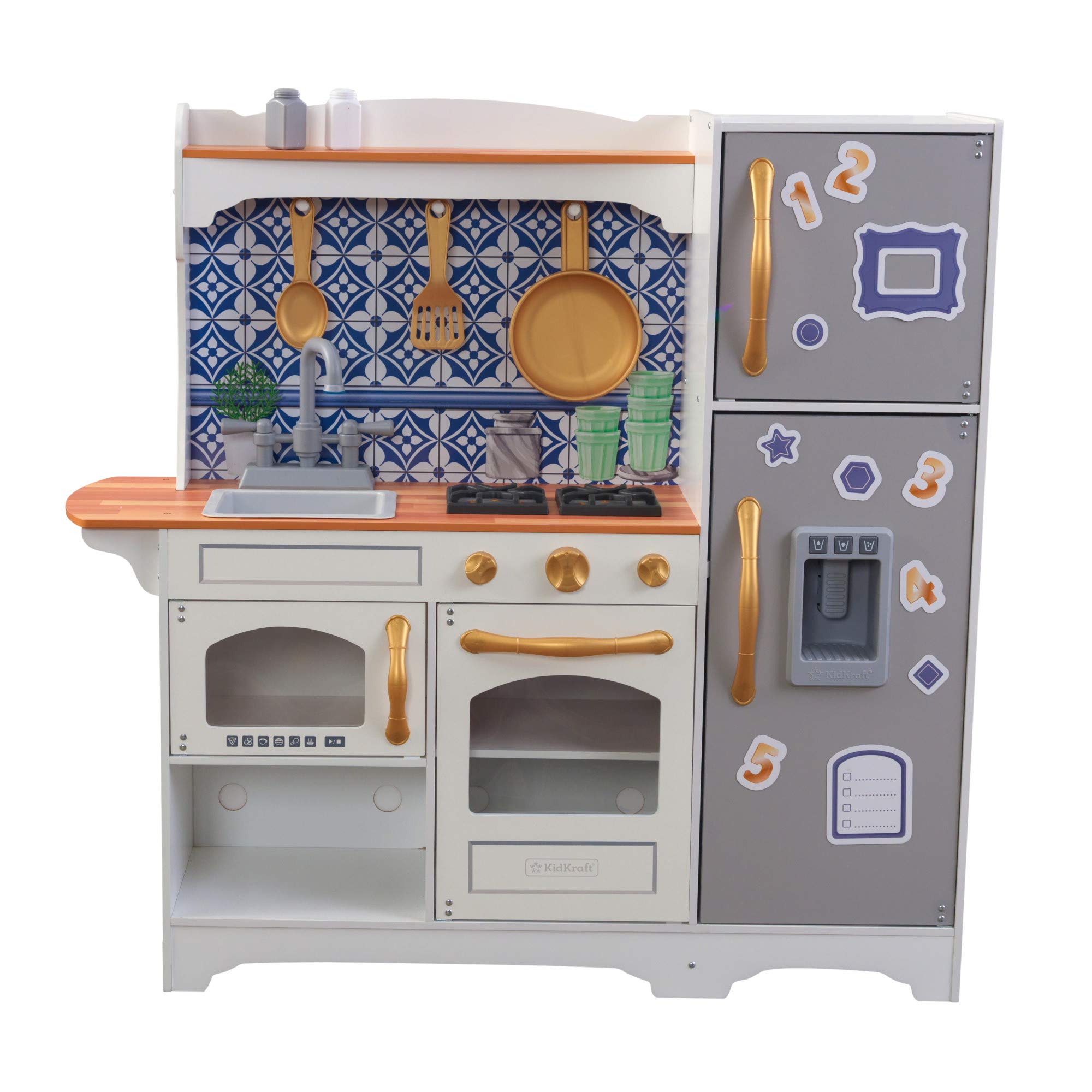 KidKraft Wooden Mosaic Magnetic Play Kitchen with Magnets, Multi