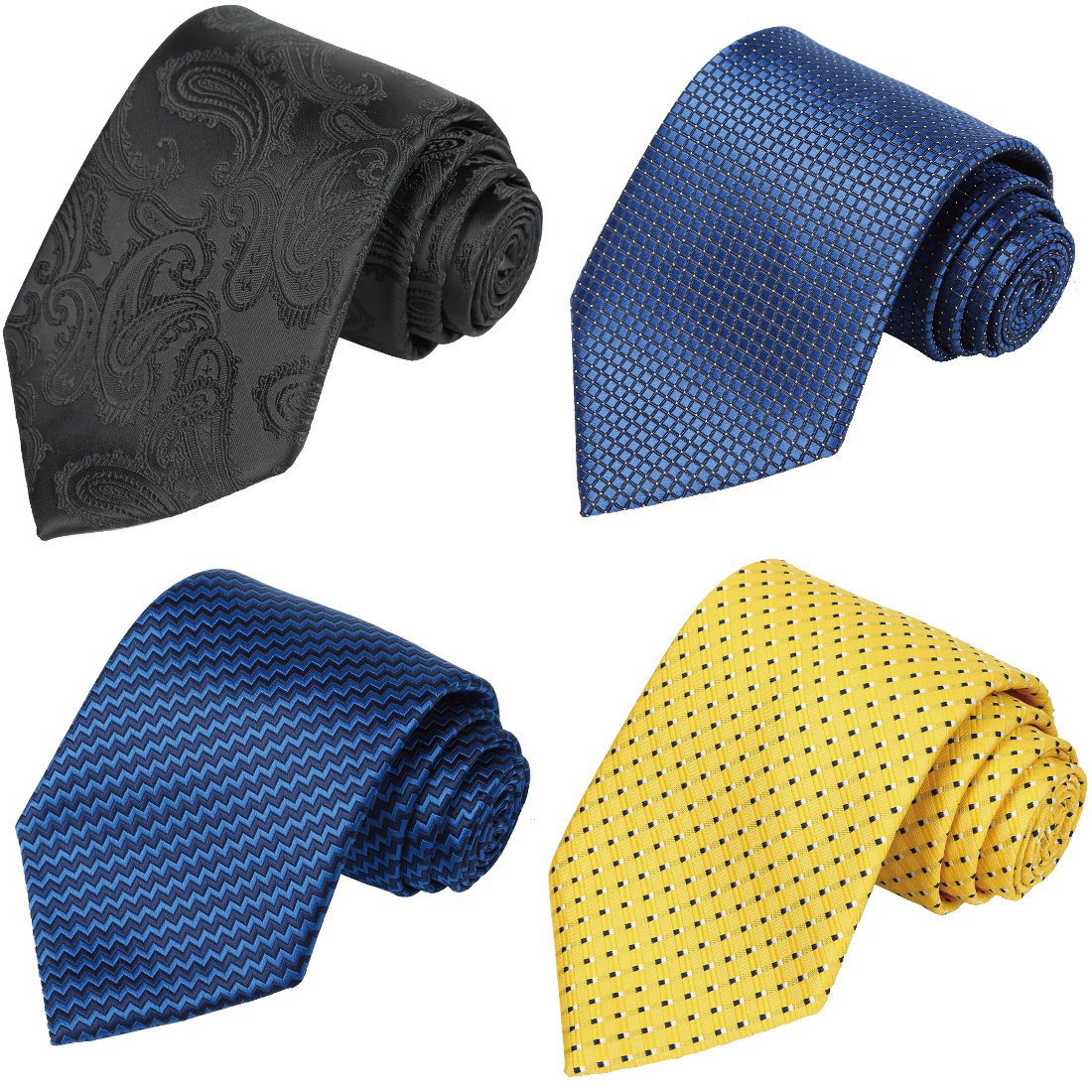 KissTies Set of 4 Extra long Ties 63'' XL Necktie Tall Tie + 1 Magnetic Boxes