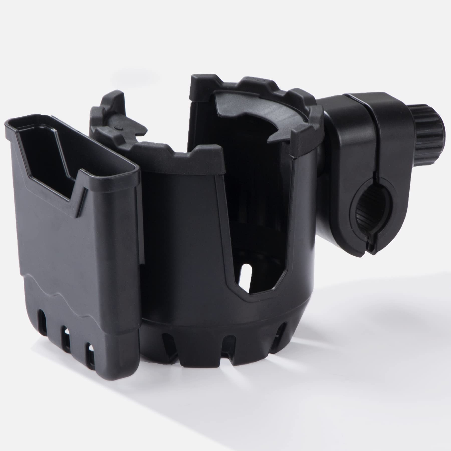 Stroller Cup Holder with Phone Holder, Bike Cup Holder, 2-in-1 Universal Cup Phone Holder for Stroller, Bike, Wheelchair, Walker, Scooter, Black