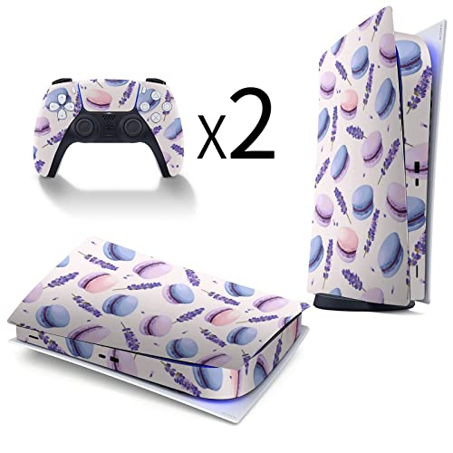 Pastel Macarons Full Protective Skin Cover Design Wrap Decal Sticker Compatible with PS5 Digital Edition Console and Controller
