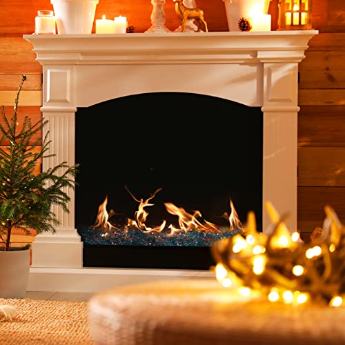 X Home 10 LB Fire Glass Diamonds, 1 Inch Fire Pit Glass for Fire Pit, Gas Fireplace, High Luster Aqua Blue
