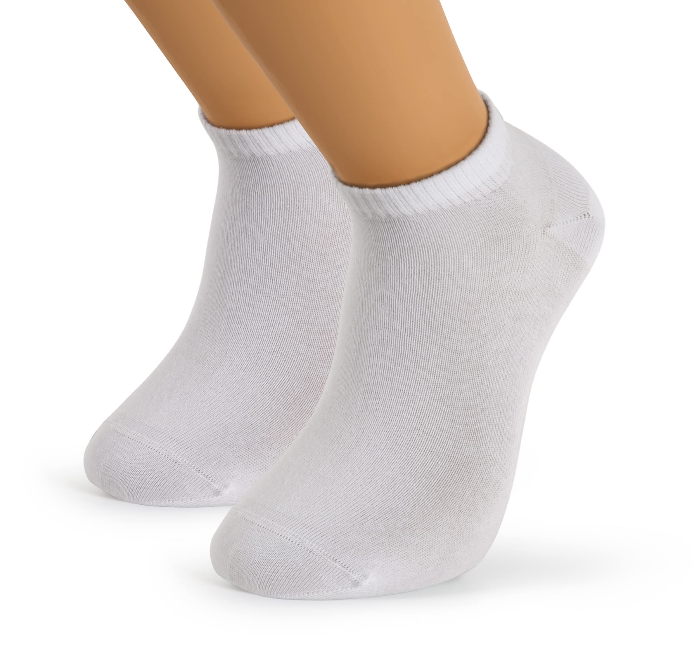 Newo Select Seamless Socks Ankle Low-Cut for Men, Women 12 Pairs, 1 Dozen with Mesh Laundry Bag (9-13, White)