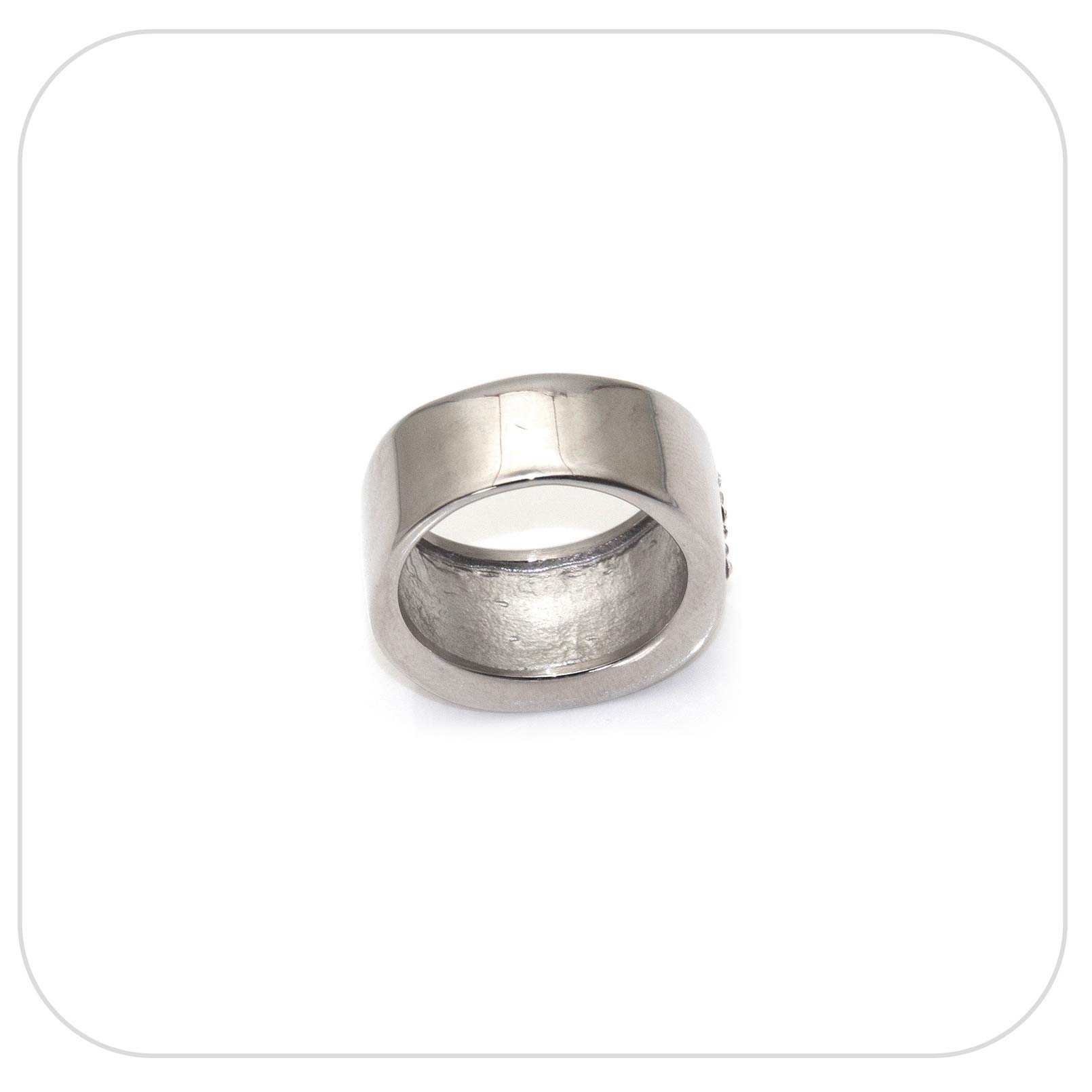 Nsitbbuery Hip Hop Crystal Jewelry Stainless Steel Band Ring
