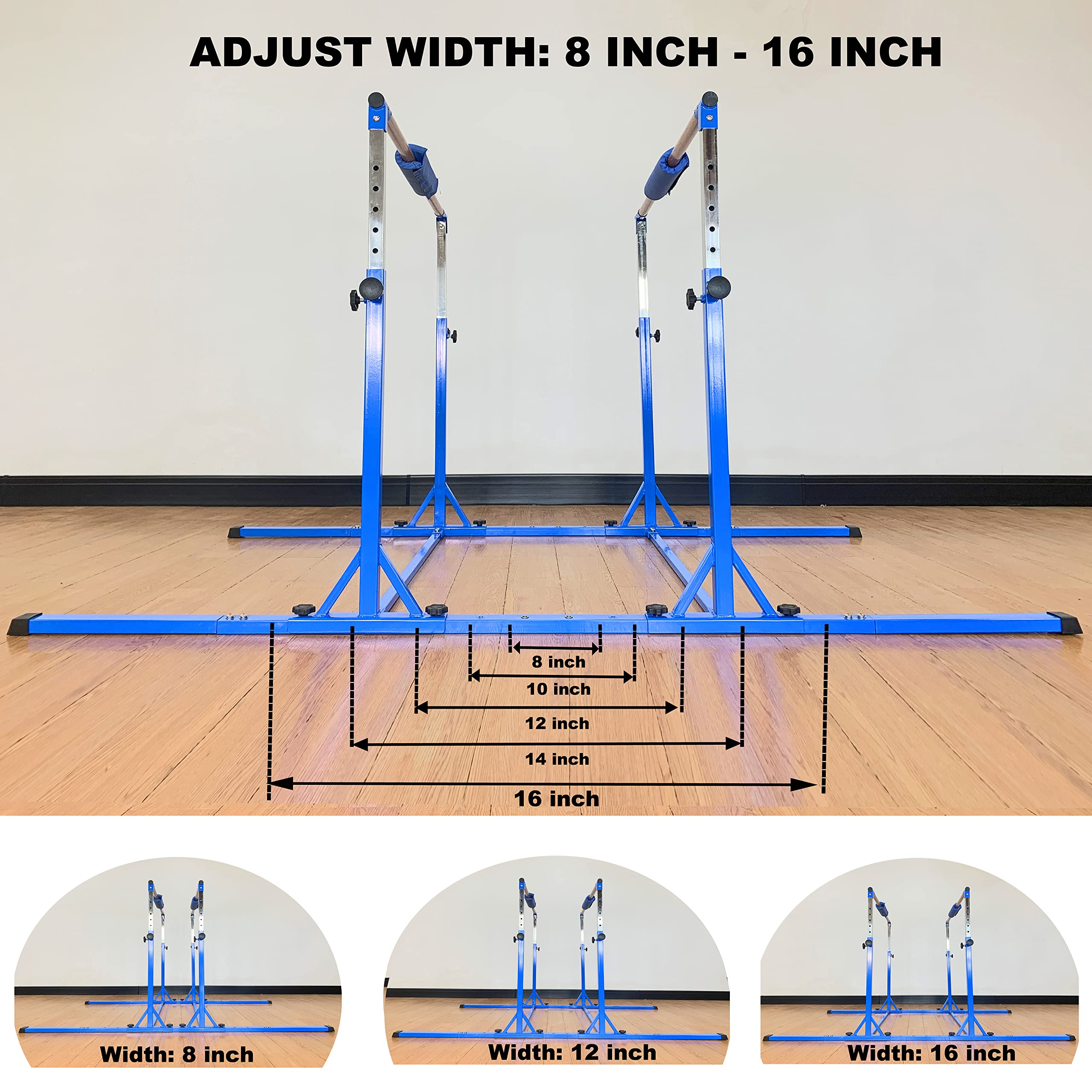 MARFULA Gymnastics Double Horizontal Bars 3Play Parallel Bars Uneven Bars Gymnastics Training Kip Bar with 304 Stainless Steel Regulating Arms & Fiberglass Rail for Indoor Outdoor Home Club Use
