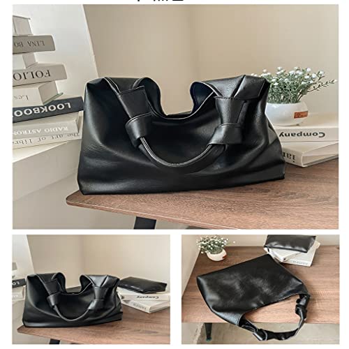 n/a Women Large Bag Trendy Soft Leather Shoulder Bag Large Capacity Tote Handbag (Color : Black, Size : One Size)