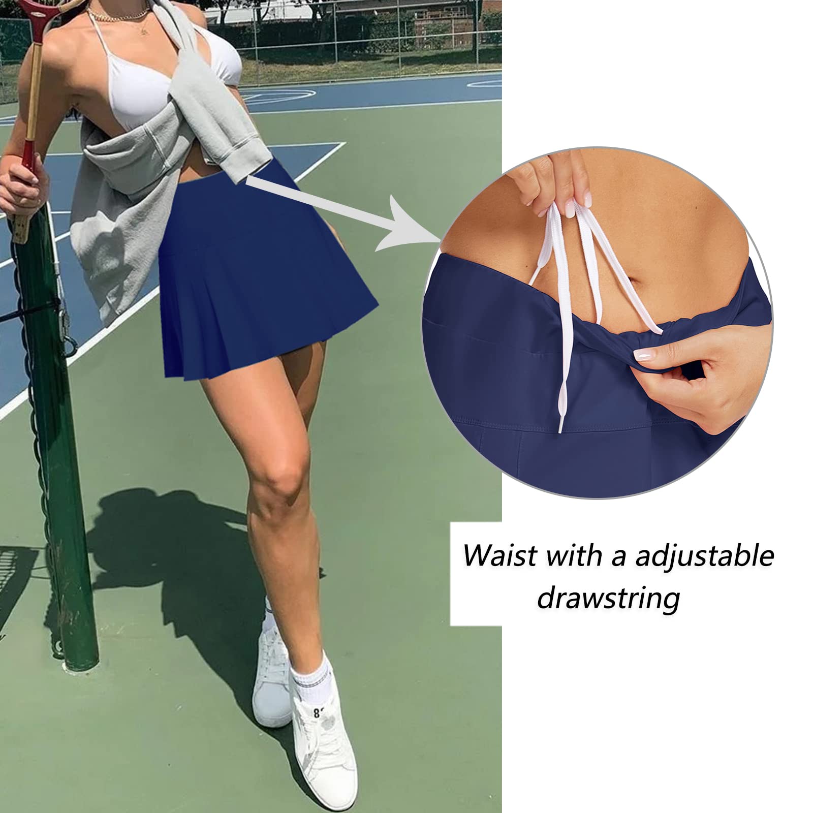 Mebiosi Womens Performance Sport Golf Tennis Skirt Running Workout Athletic Skort with Pockets
