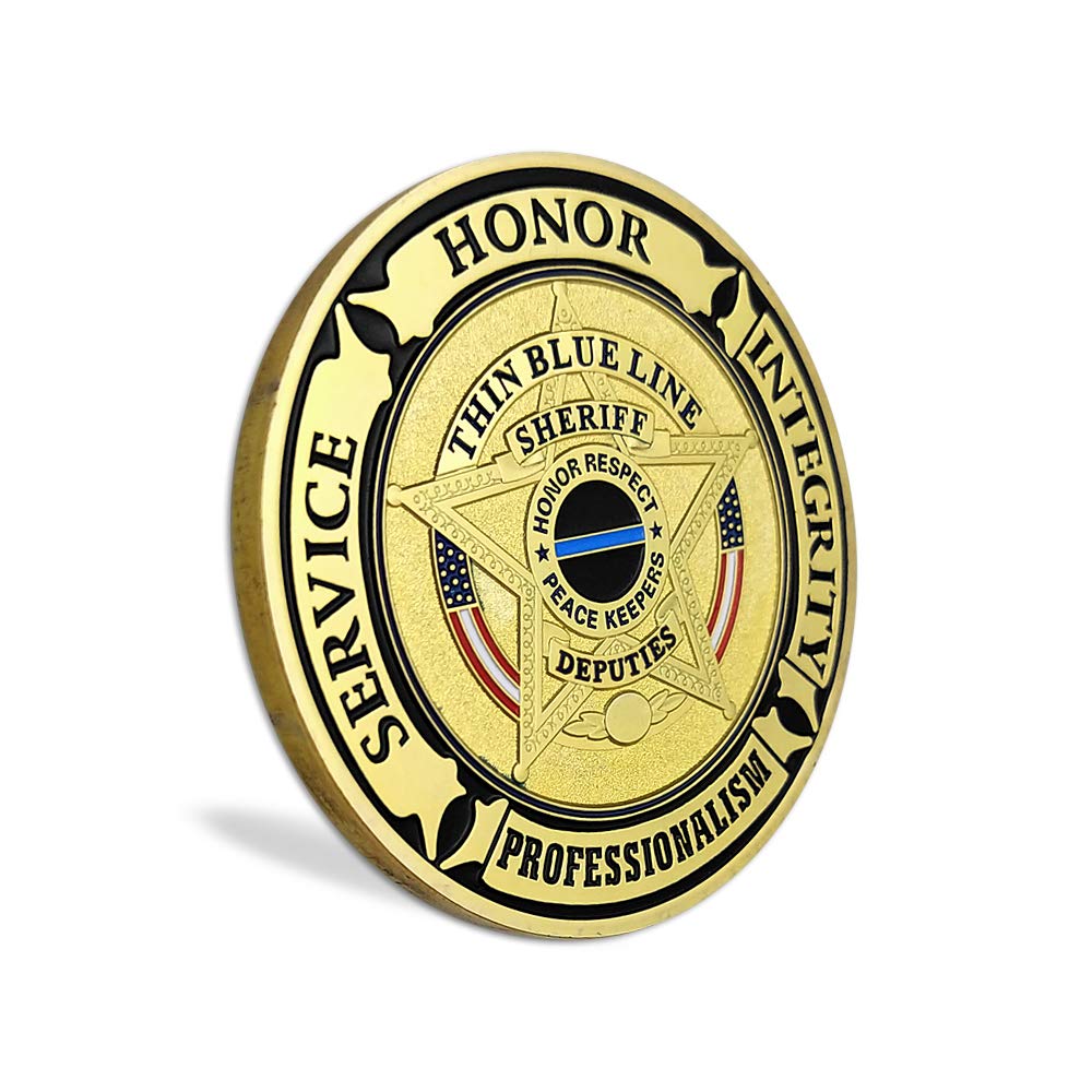 Thin Blue Line Sheriff Police Challenge Coin Law Enforcement Oath of Honor
