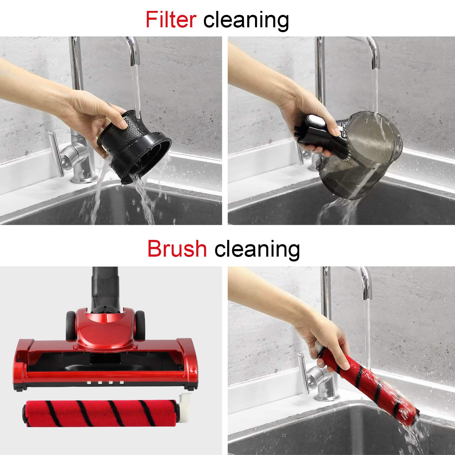 Kranich Lightweight Cordless Vacuum Cleaner, High Efficiency Powerful Digital Motor LED Headlights, Convenient Stick and Handheld Vac
