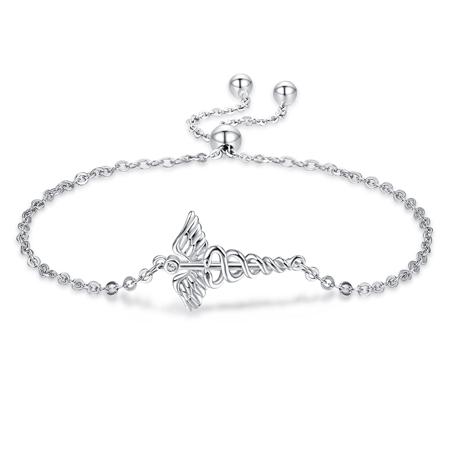 Palpitate Nurse Bracelets for Women Sterling Silver Nurse Gifts Nurse Jewelry Nurse Graduation Nurses Week Gifts Angel Wings RN Grad Registered