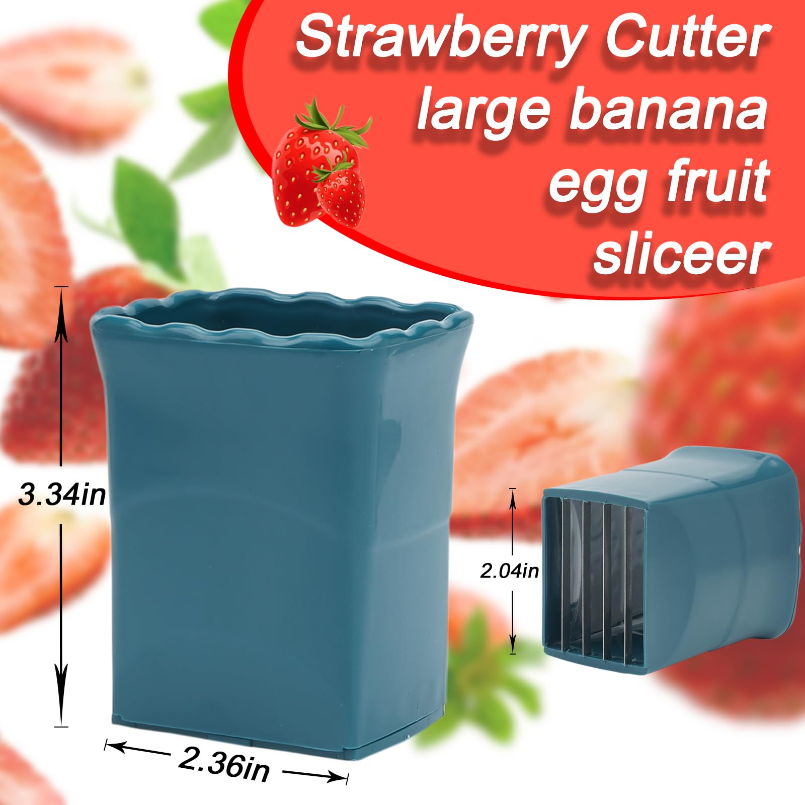 TULOBI 2 PCS Cup Slicer, Stainless Steel Egg Stainless, Strawberry Slicer, Mini Fruit Slicer Cup, Quickly Making Fruit Vegetable Salad, Creative Convenient Kitchen Gadget (Navy Blue + Cyan)