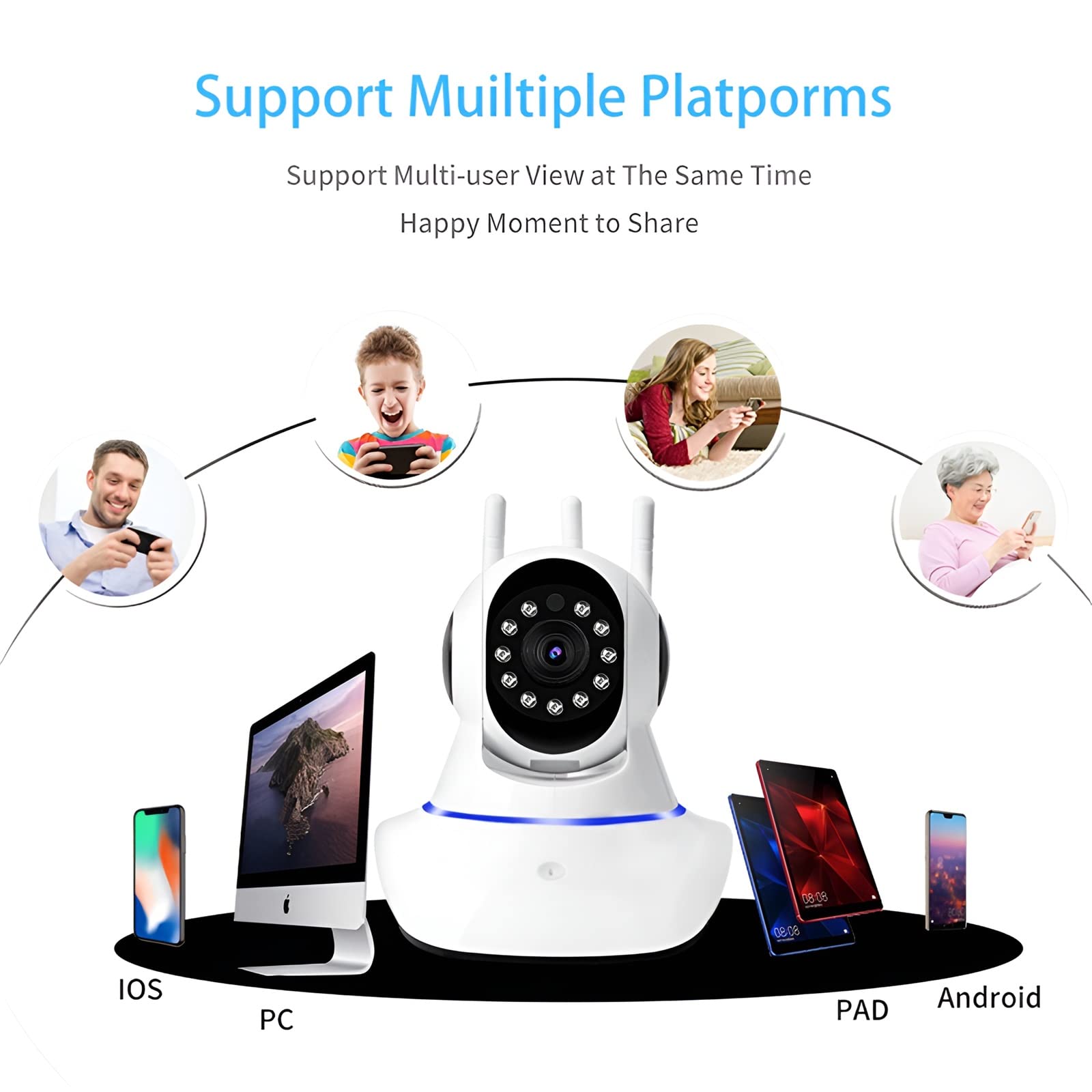 TUMAN Pro Indoor Security Camera, 3MP Home Full-Hd Wireless Surveillance Security Cameras with App, 360 Degree Night Vision,Support Cloud Storage,Two Way Audio, Smart Motion Detection, Easy Set Up