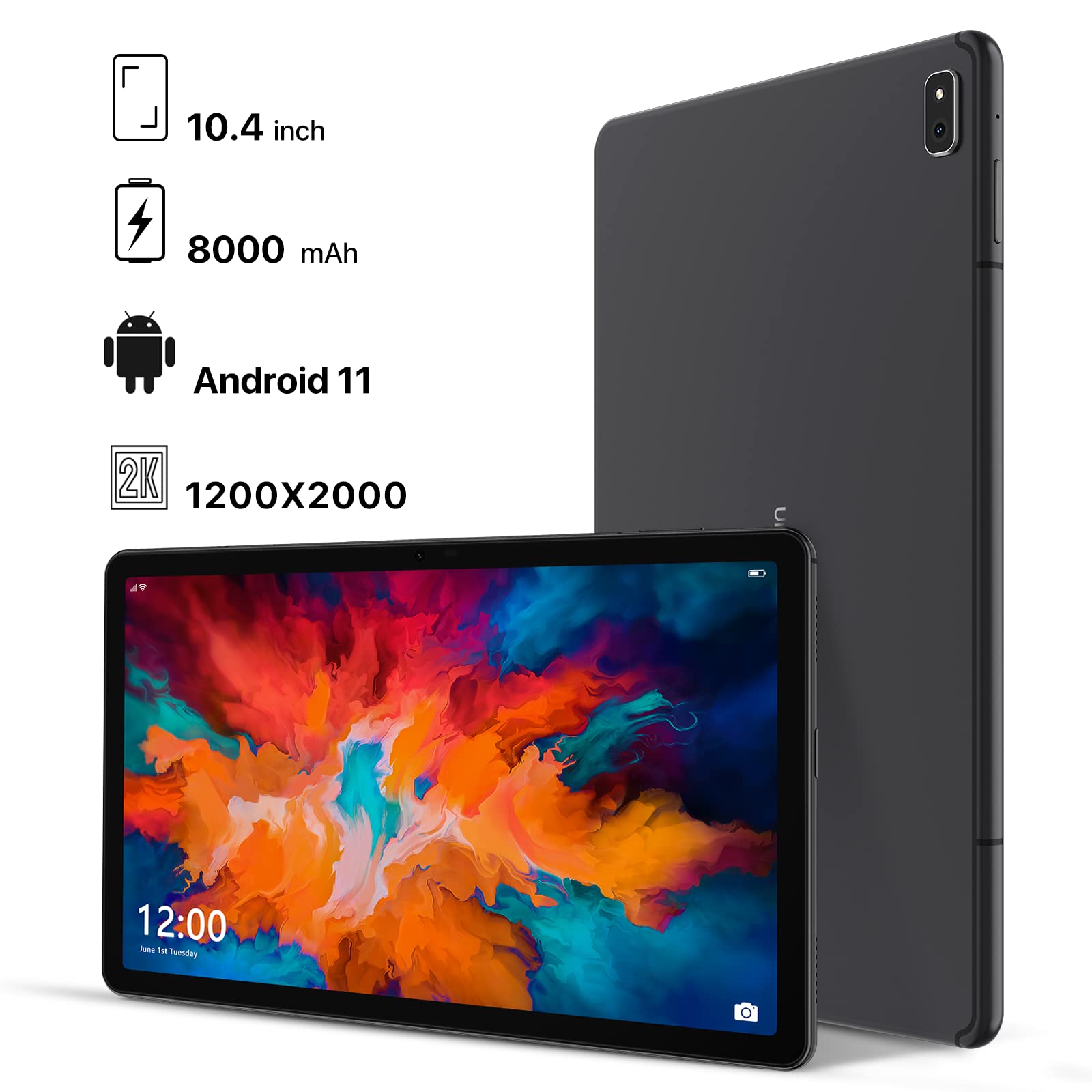 UMIDIGI A11 Tablet PC, 10.4 inch 2000 FullView Tablet A11 4GB +128GB up to 1TB Android 11 Helio P22 Octa Core Processor 8000mAh Tab 16MP Rear Camera Face ID Unlocked WiFi + Dual 4G Global Version