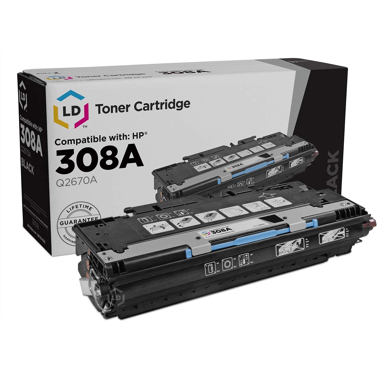 LD Products Remanufactured Toner Cartridge Replacement for HP 308A Q2670A (Black, Single-Pack) Compatible with HP Printer Model HP Color Laserjet 3700