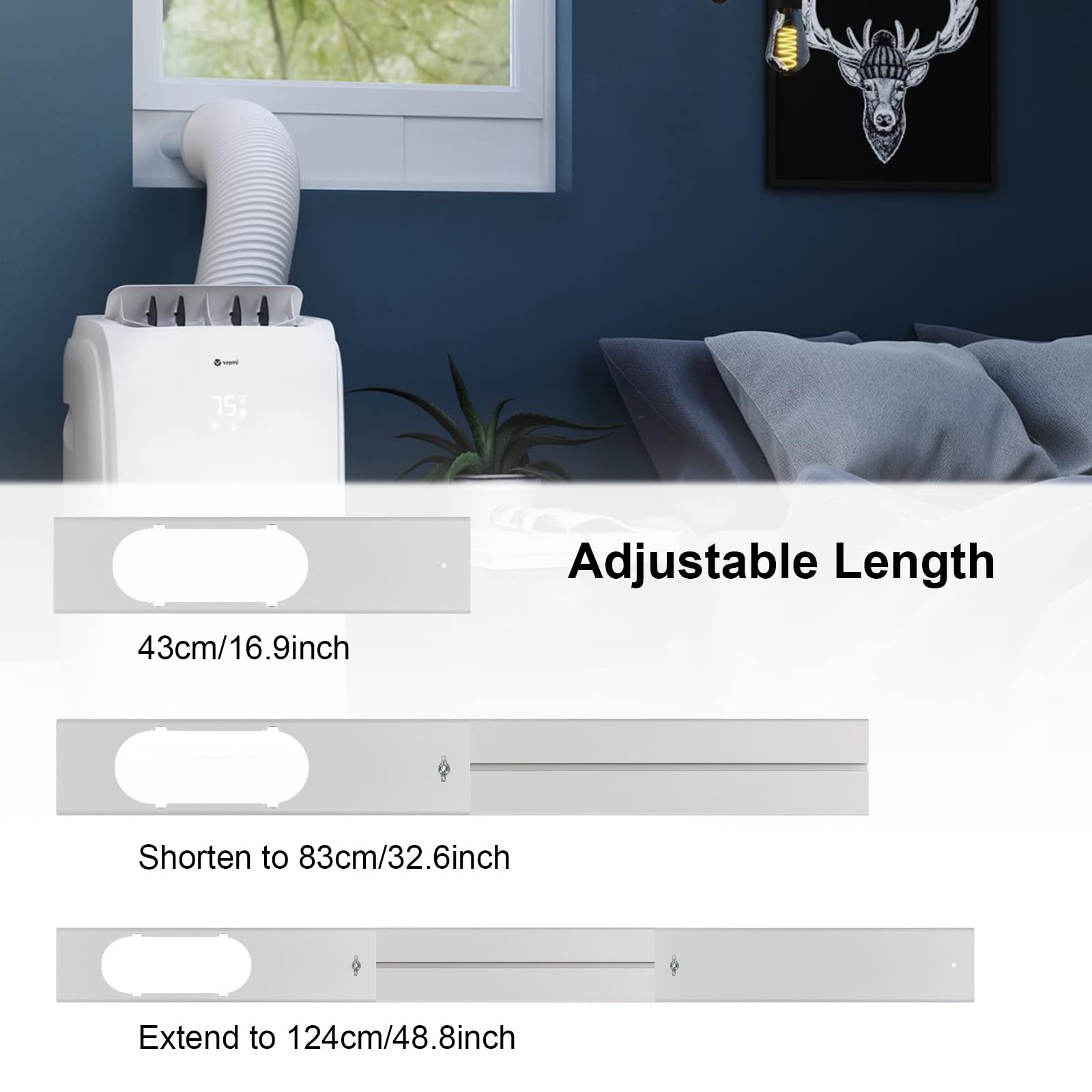 Portable AC Window Vent Kit with 5.9β Exhaust Hose Universal Window Seal Kit for Portable Air Conditioner, Adjustable Portable AC Windows Vent Kit for Sliding Horizontal and Vertical Window