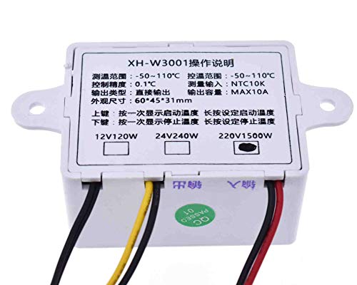 W3001 110V 220V 12V 24V Digital Temperature Controller Thermostat Thermoregulator Aquarium Incubator Water Heater Temp Regulator (110-220V)
