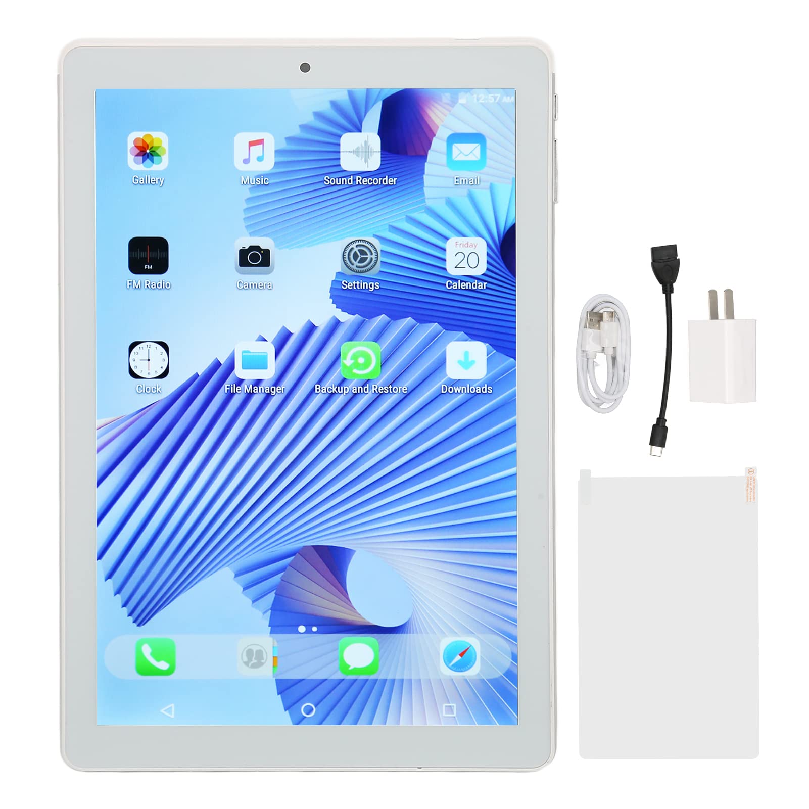 MAVIS LAVEN 10.1 Inch Tablet, Tablet PC 4GB RAM 64GB ROM Dual Card Dual Standby 100-240V Silver Dual Camera 1920x1200 for Writing for Android 10 (US Plug)