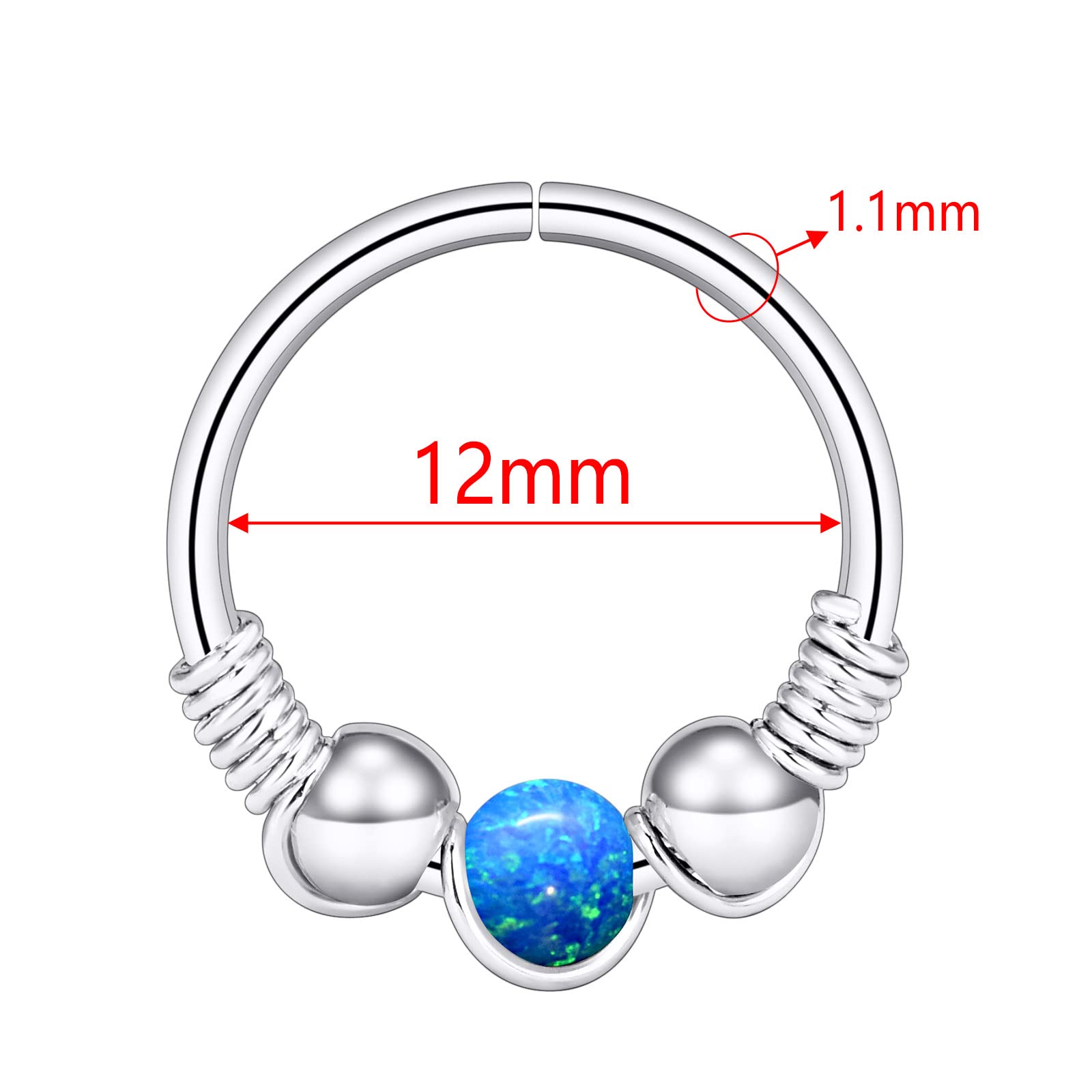 Oyaface 2 PCS 18G(1.1mm) Nose Piercing Rings Septum Nostril Piercing Jewelry mit Green Opal Earrings Set Gold Silvertone