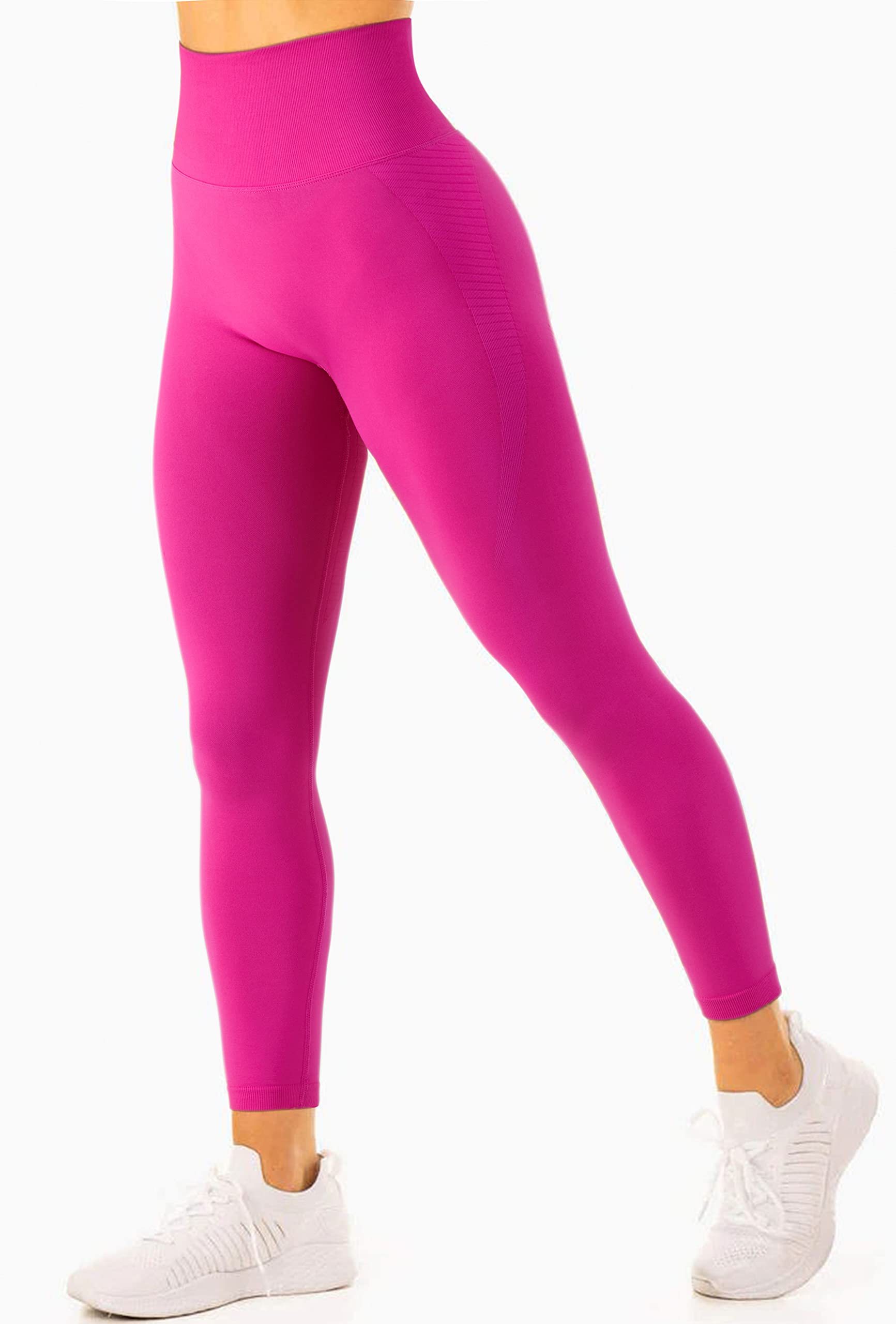 OMKAGI Women Scrunch Butt Lifting Leggings Seamless High Waisted Workout Yoga Pants(S 1173-Dragon Fruit Contour)