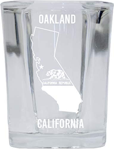 Oakland California Laser Etched Souvenir 2 Ounce Square Shot Glass State Flag Design