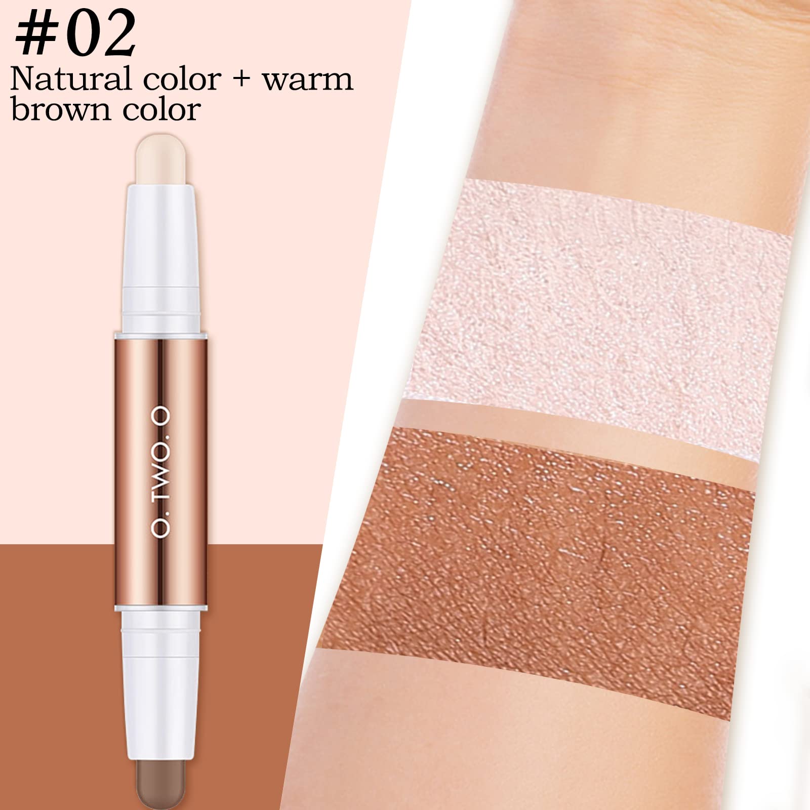 UIIOPJIOM 2 Color Dual Cream Contour Stick (02Natural + Warm brown)