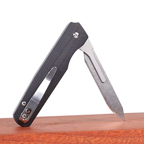 TENCHILON G36 Compact Folding Pocket Scalpel Knife, 6pcs 440C #60 Replaceable Blades, Contoured G10 Handle, Small Slim Gentleman's Flipper Utility EDC Knives with Pocket Clip
