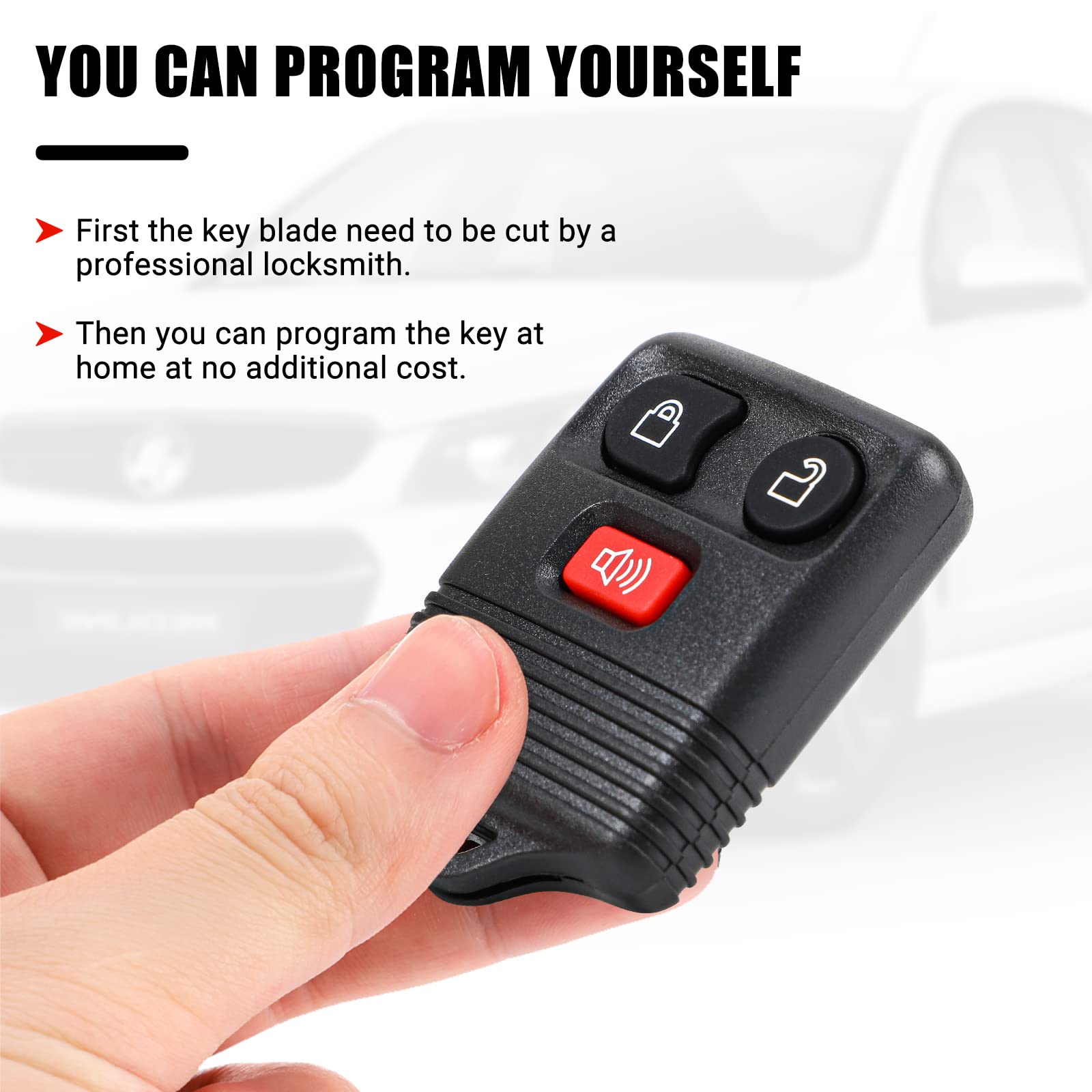 Nextirrer Key Fob Keyless Entry Remote for Ford F150 F250 Explorer Mazda Mercury Lincoln 3 Button Car Key Replacement with 2 Silicone Cover