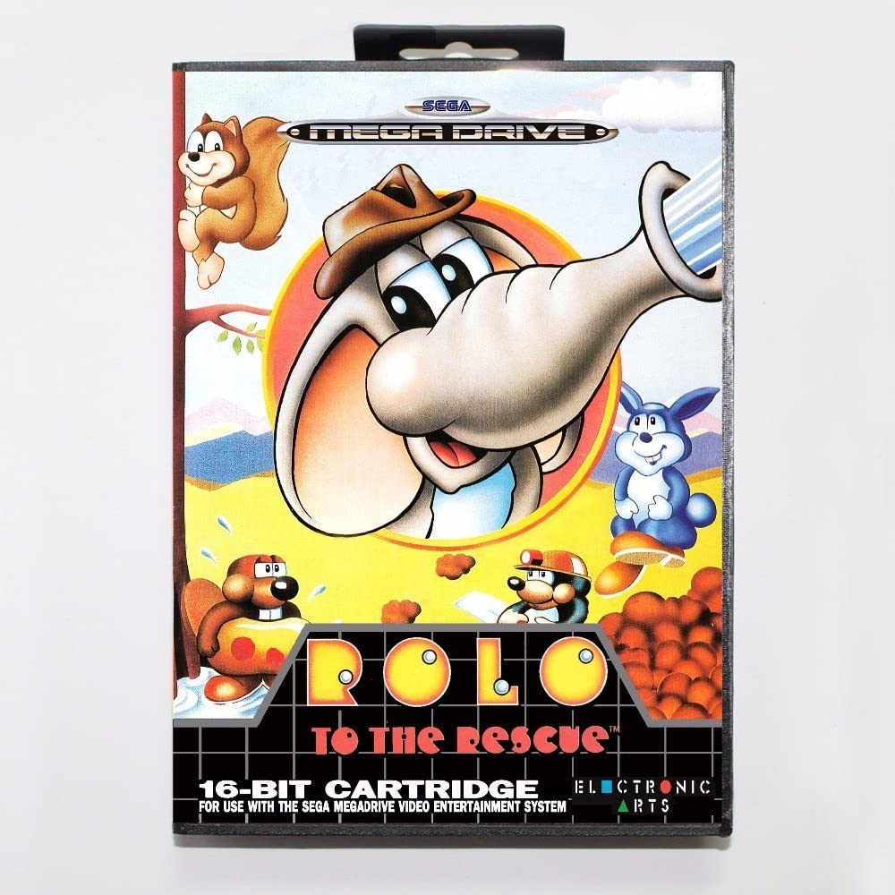 Rollo To The Rescue Game Cartridge 16 Bit MD Game Card With Retail Box For Sega Mega Drive For Genesis (Black)