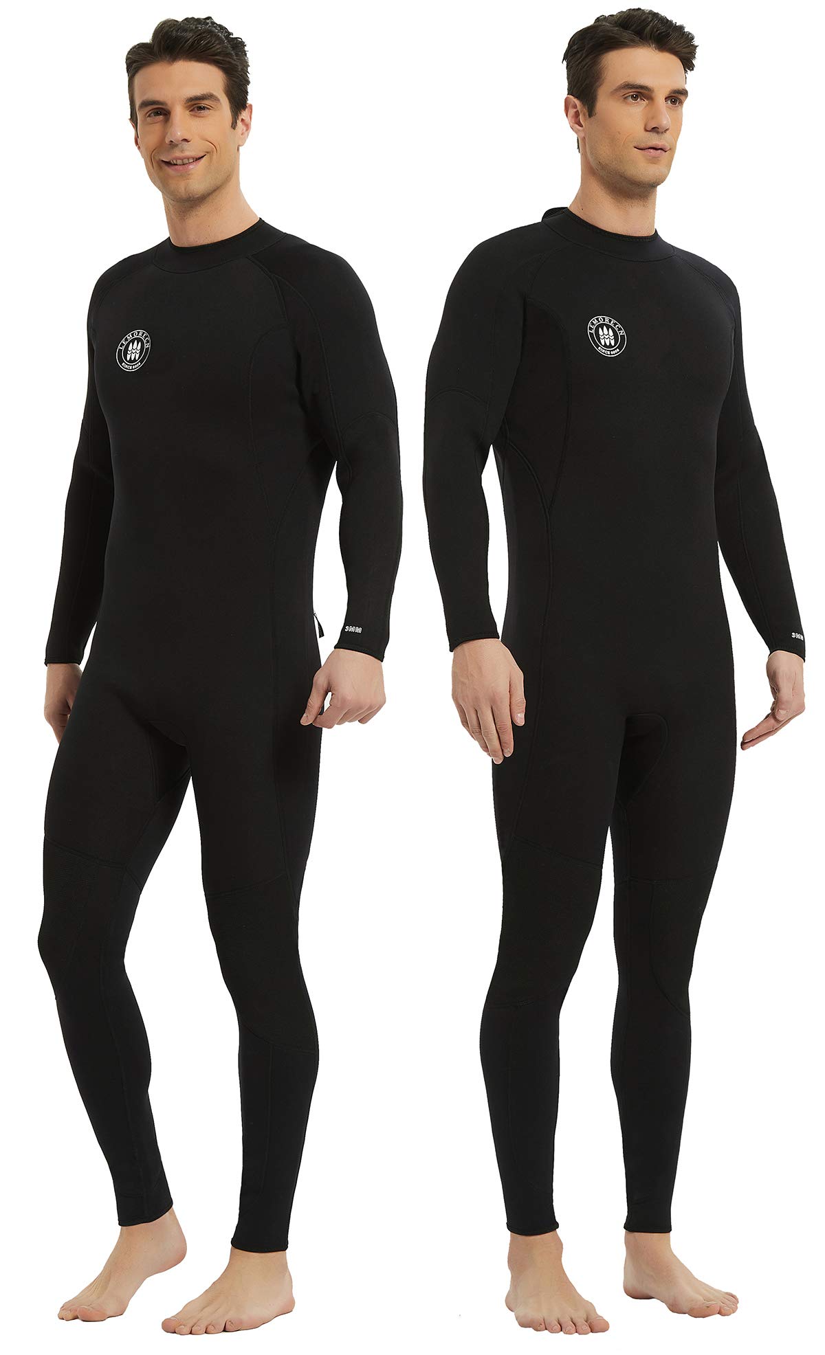 Lemorecn Wetsuits Mens Neoprene 3/2mm Full Body Diving Suit (3038black-XLT)