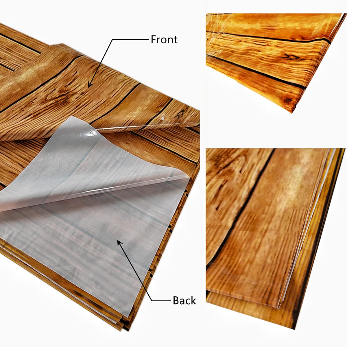 KYMY 3 Pcs Wood Grain Plastic Tablecloths with 51X87 inch,Disposable Plastic Wooden Print Tablecovers,Rectangular Table Covers for Kitchen Dining Room,Picnic,BBQ Party Decoration (51X87 inch)