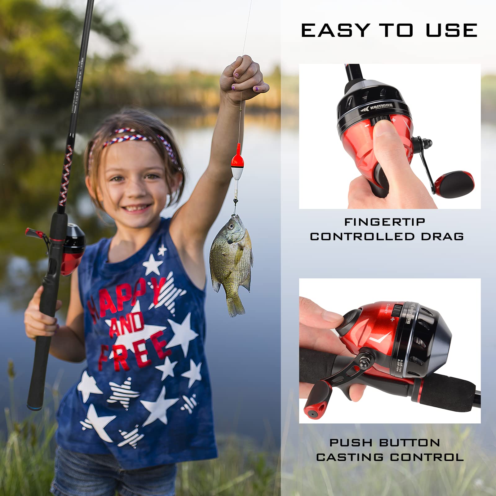 KastKing Cadet Spincast Fishing Reel, 3.1:1 Gear Ratio, Blazer Red