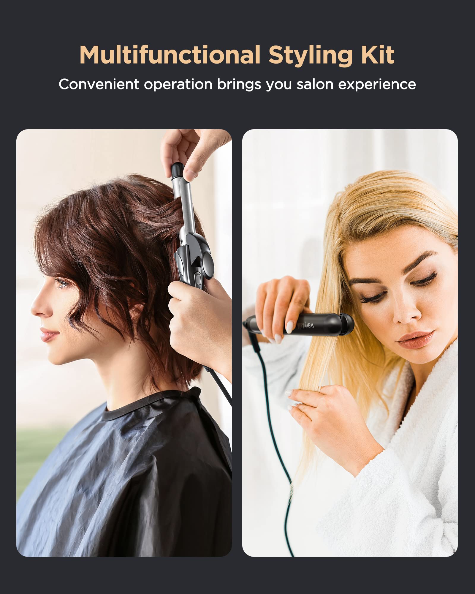 Wavytalk Mini Flat Iron 0.7 Inch Ceramic Mini Hair Straightener - Small Flat Iron with Mini Curling Iron for Short Hair, Curls Bangs, Travel Flat Iron