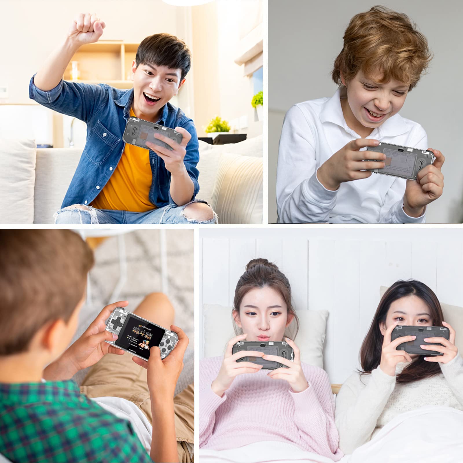 Q90 Portable Game Console, Open Source Linux System, Vibration Motor, 1100 Games, Compatible with Various Simulators (Color of Transparency, 16G)